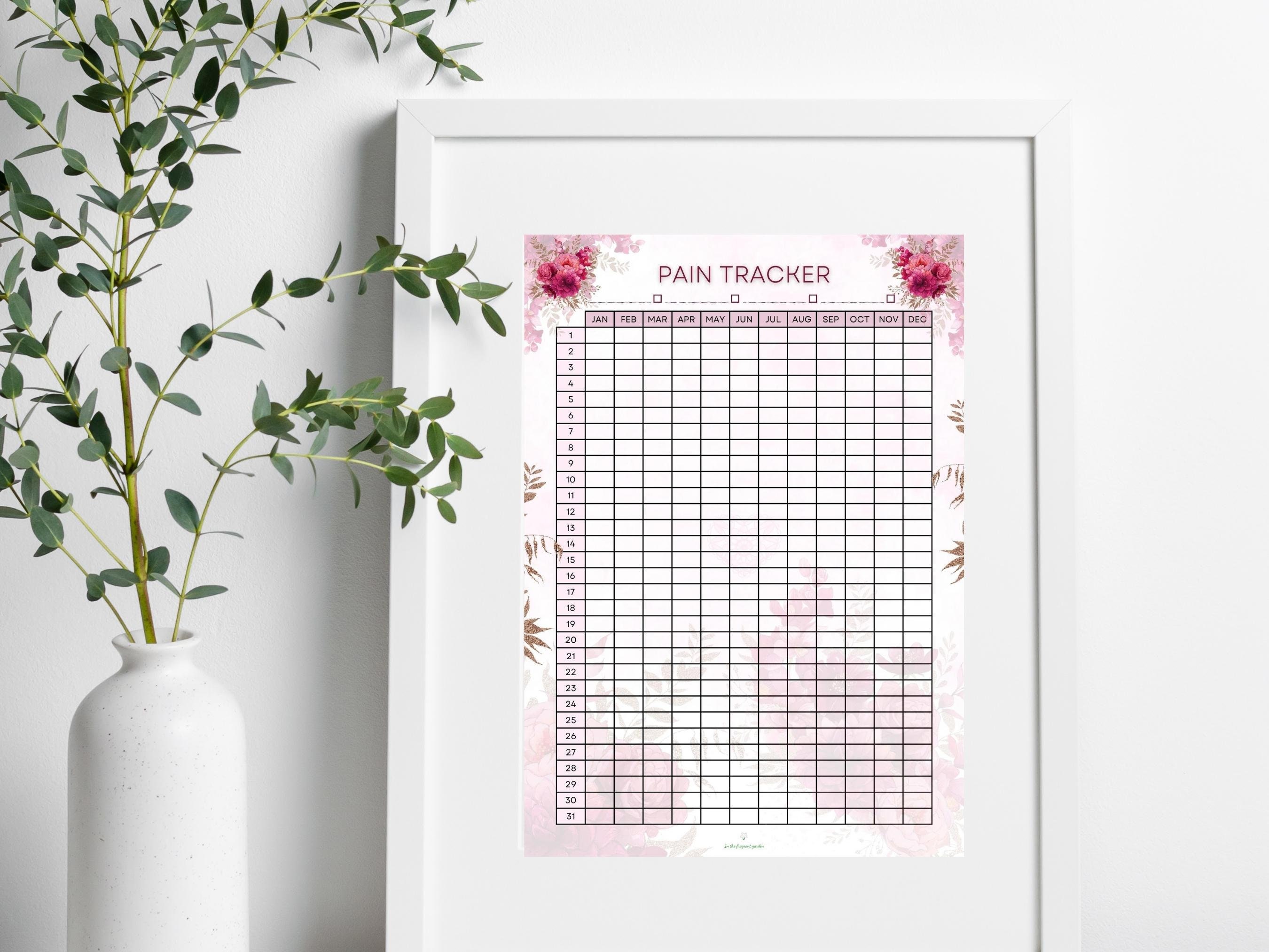 Printable Pain Tracker Daily Florai Injury Log PDF Improve Symptoms ...