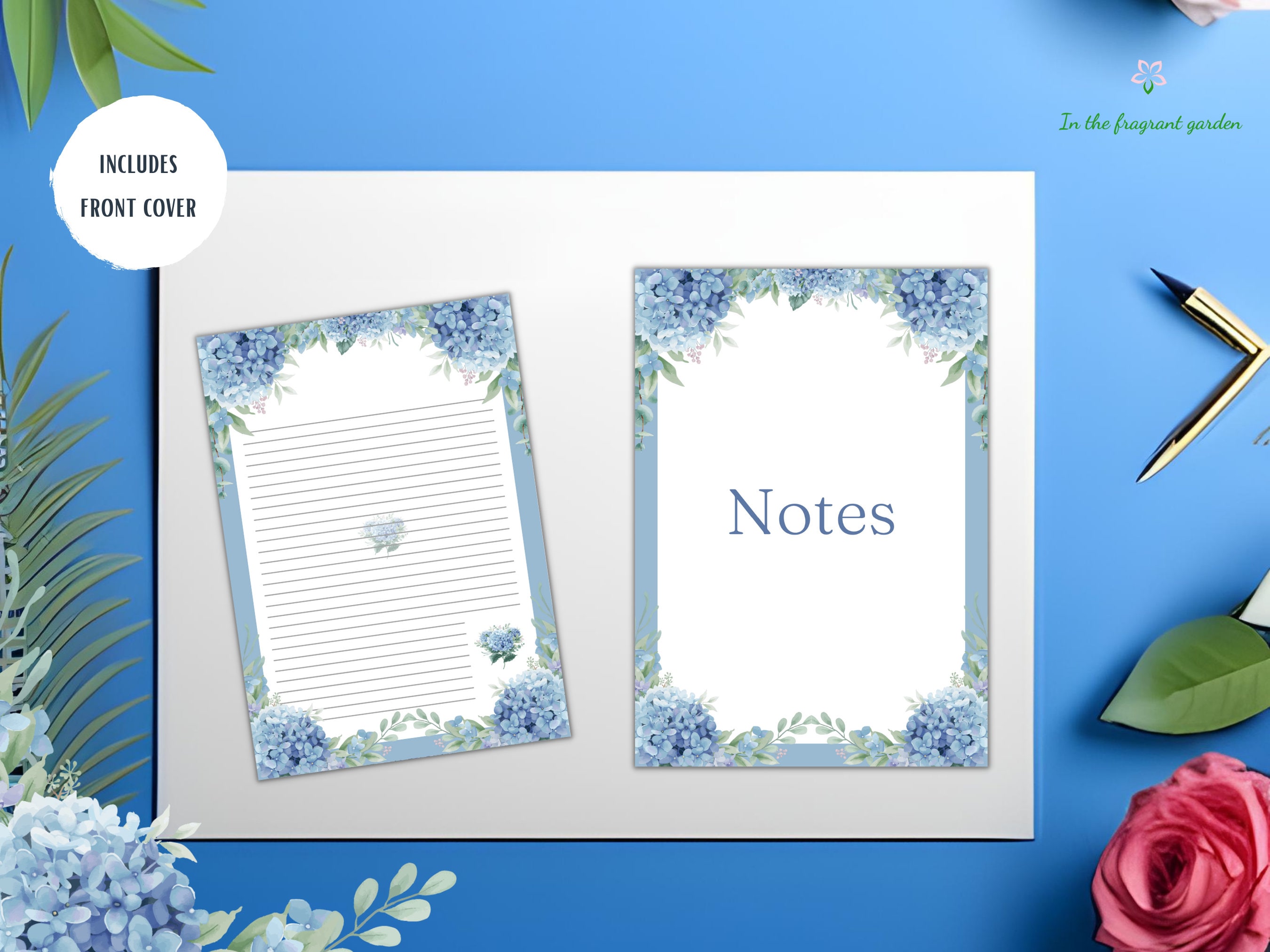 Floral Printable Stationery Instant Download Flower Border Writing Pad ...