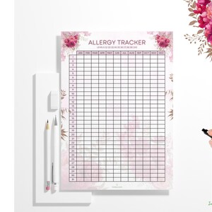 Printable Allergy Tracker Daily Floral Hayfever Log PDF Improve ...
