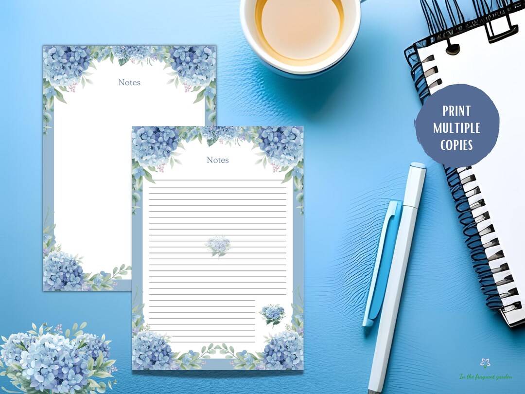 Floral Printable Stationery Instant Download Flower Border Writing Pad ...