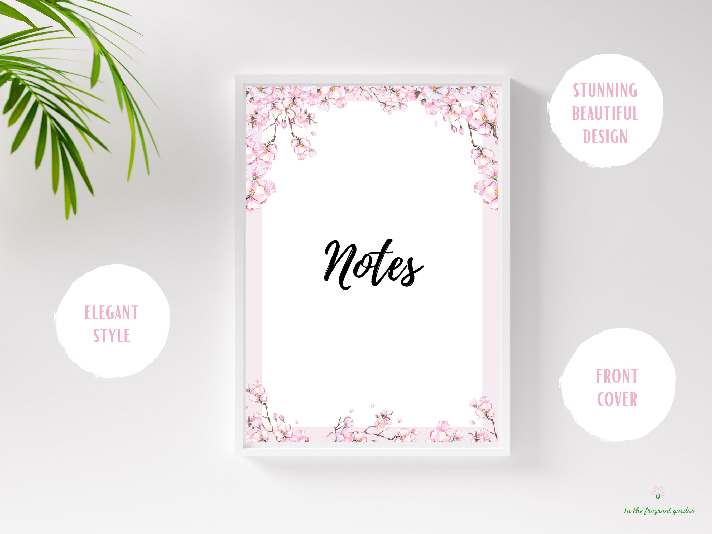 Cherry Blossom Flower Sakura Printable Floral Notes Page Lined Note Pen ...