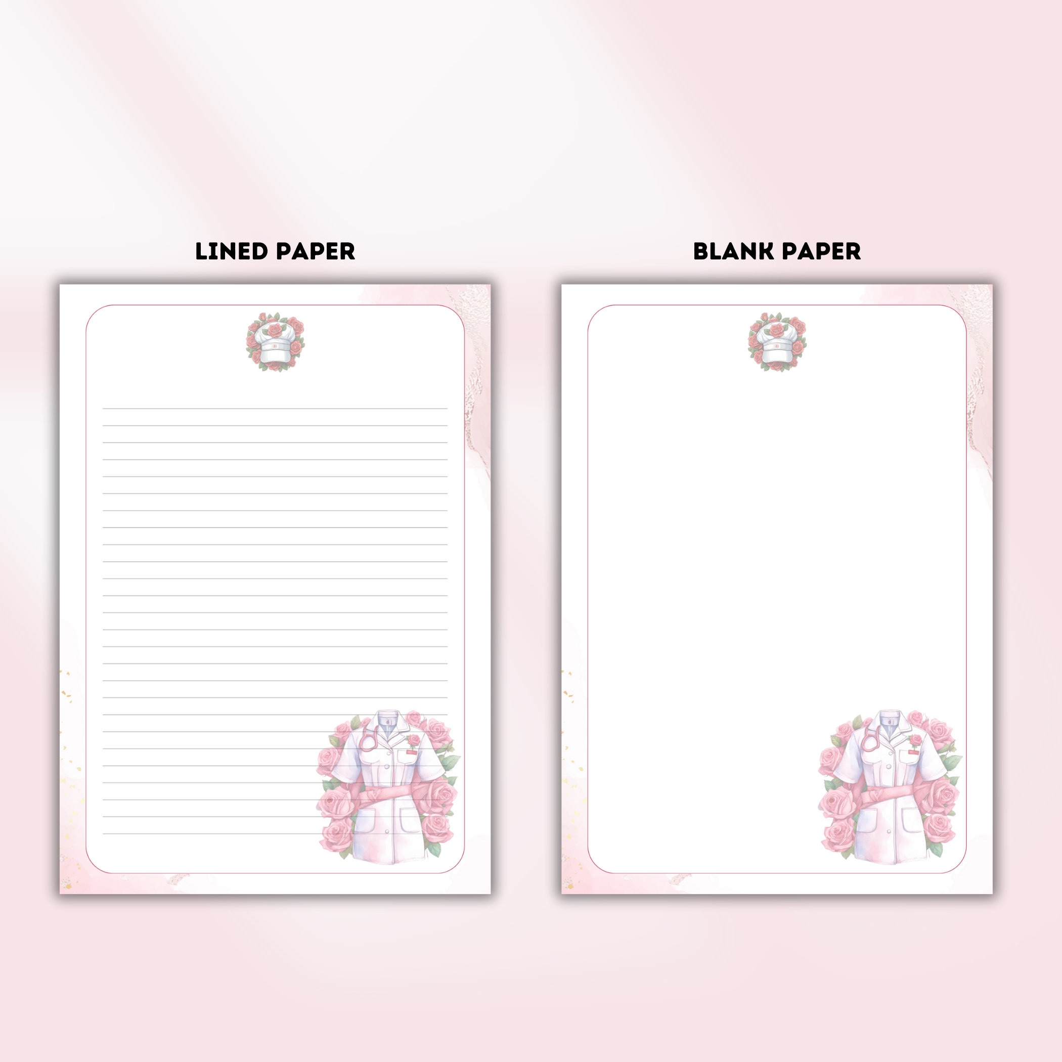 Nurse Uniform Letter Writing Paper Cute Floral Stationery Lined Paper ...
