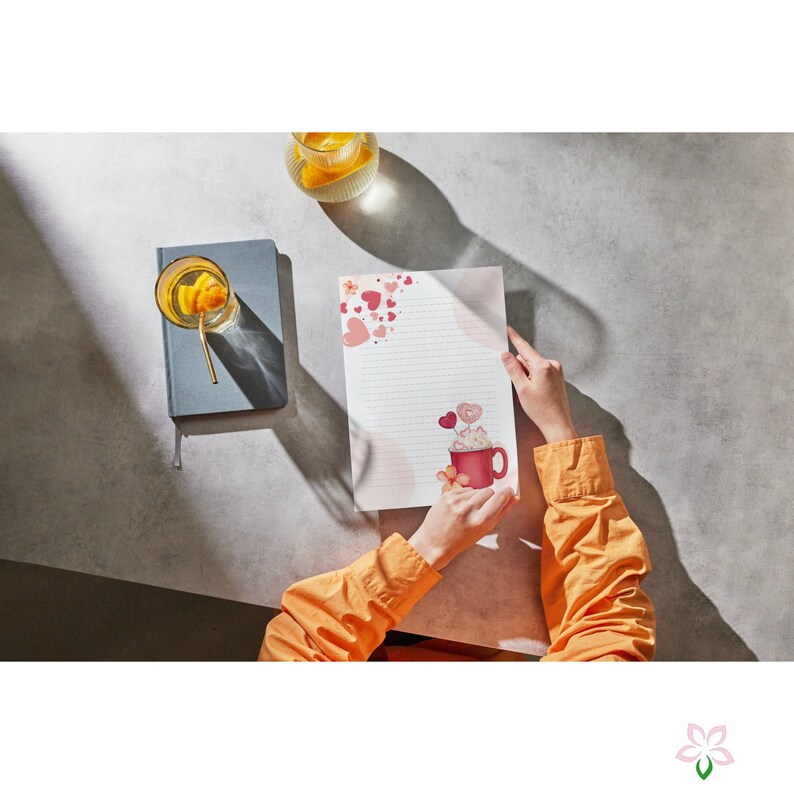Hot Chocolate Stationery Letter Writing Paper Floral Lined Paper ...