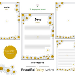 Daisy Flower Cute Stationery Notes Planner Floral Notepaper Printable ...