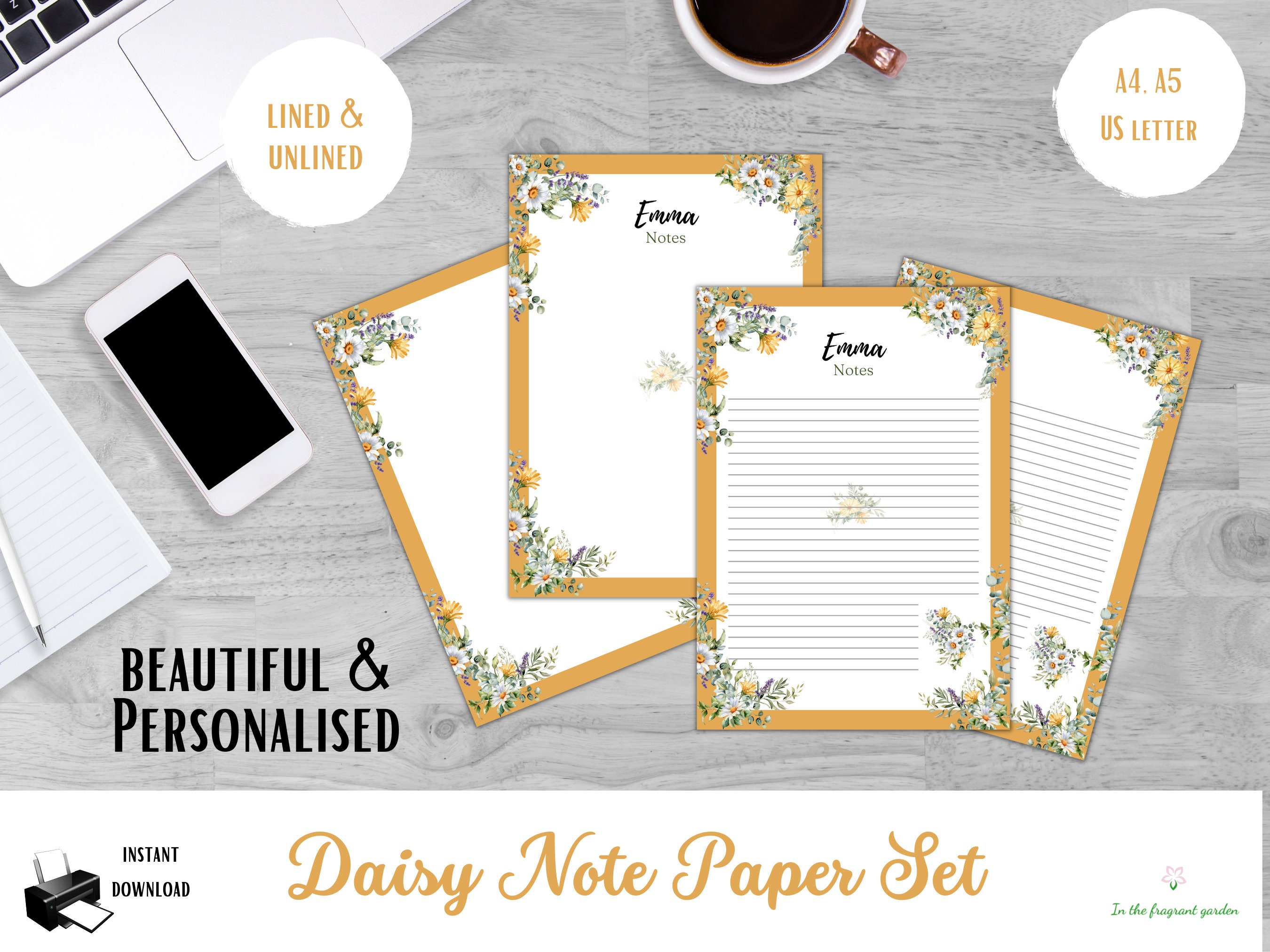 Penpal Notes Page Printable Lined Note Template Note Taking Writing ...