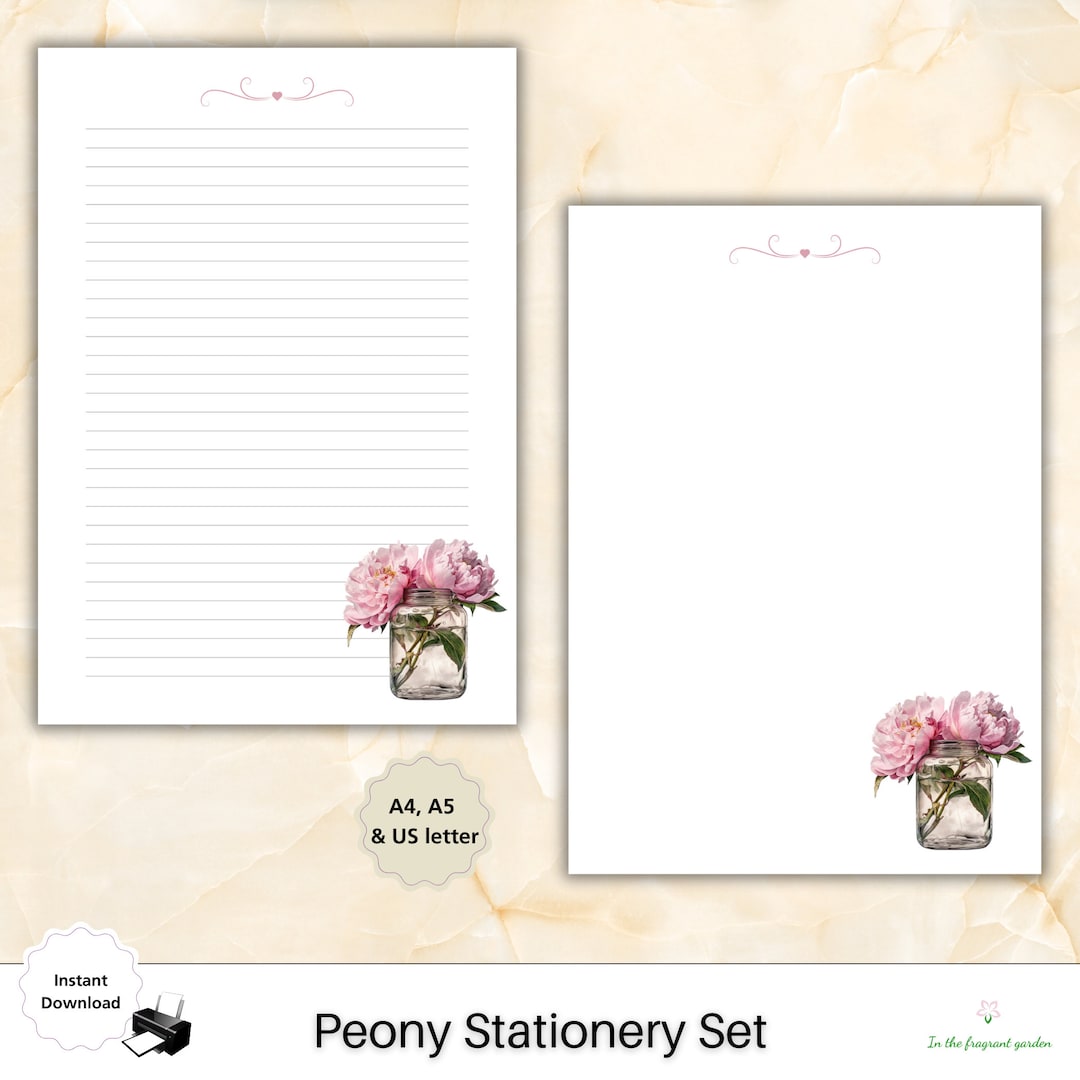 Floral Stationery Floral Lined Paper Download Writing Pad Note Page ...