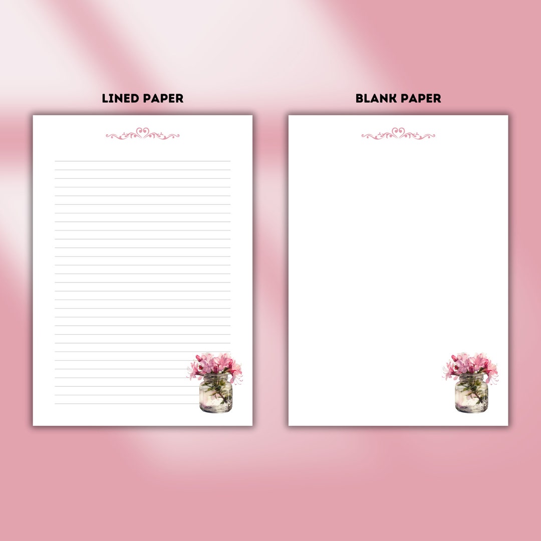 Floral Stationery Floral Lined Paper Download Writing Pad Note Page ...