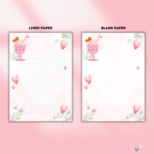 Coffee Stationery Latte Letter Writing Paper Floral Lined Paper ...