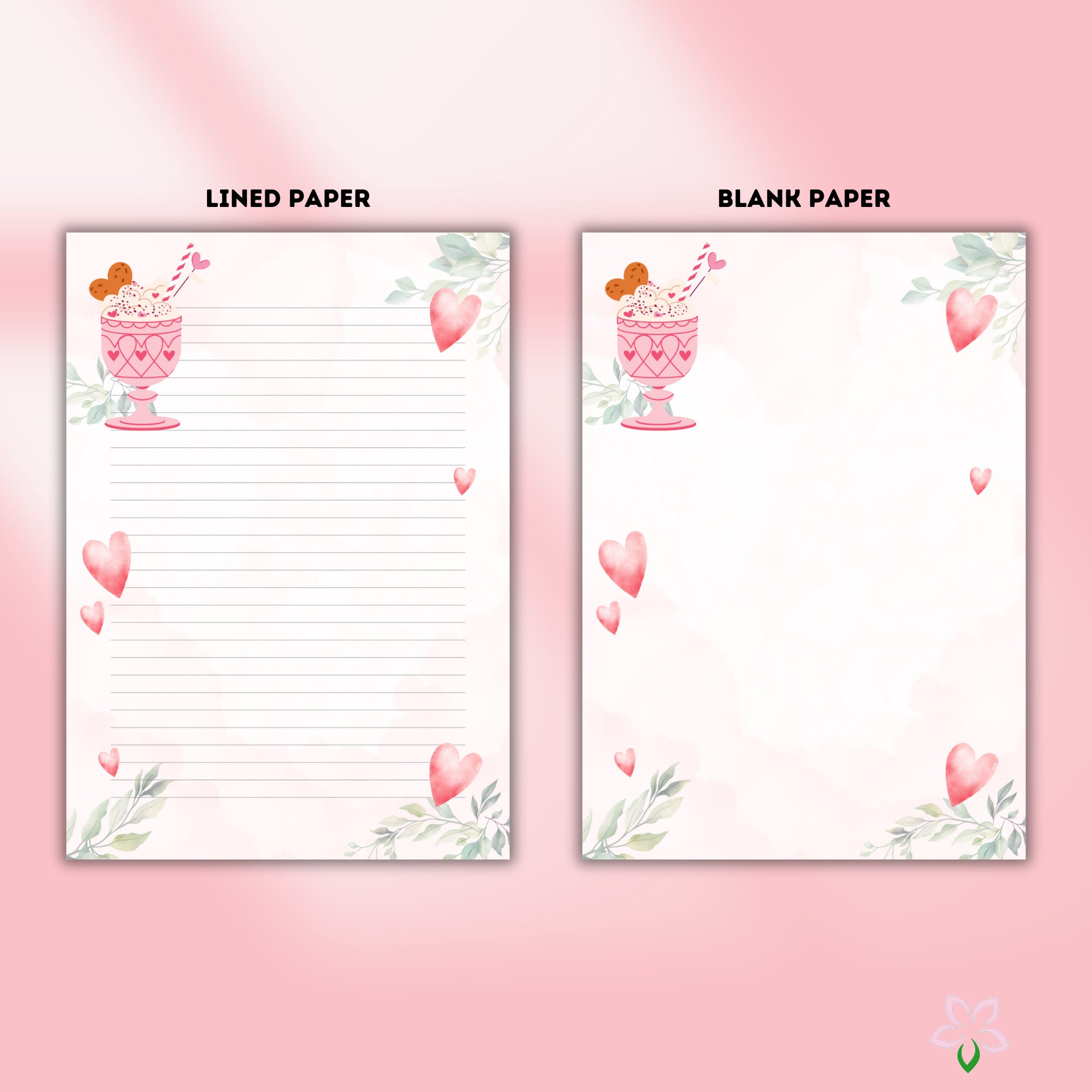 Coffee Stationery Latte Letter Writing Paper Floral Lined Paper ...