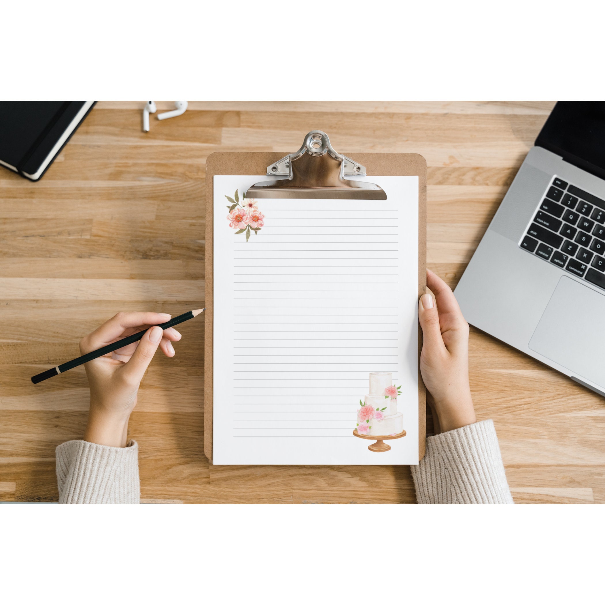 Floral Stationery Floral Lined Paper Download Writing Pad Note Page ...