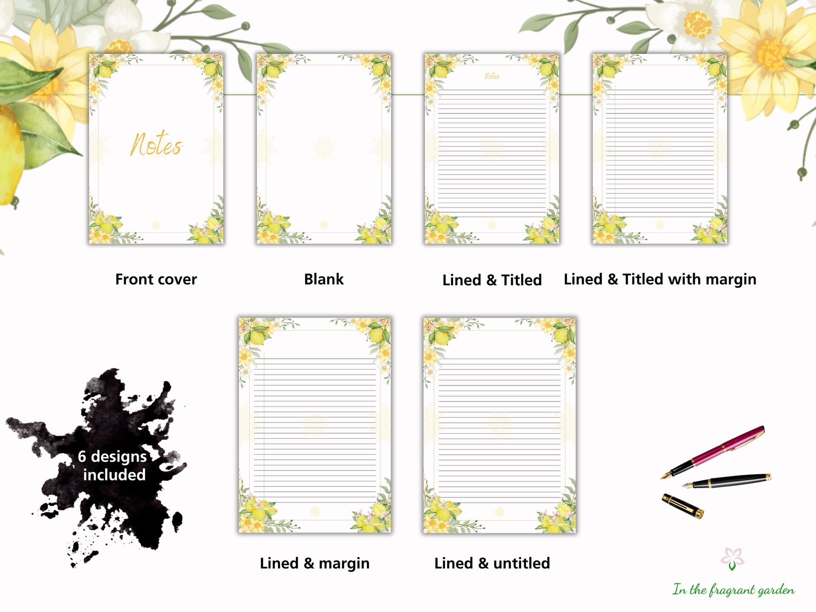 Lemons Letter Instant Download Stationery Printable Calendar 2024 ...