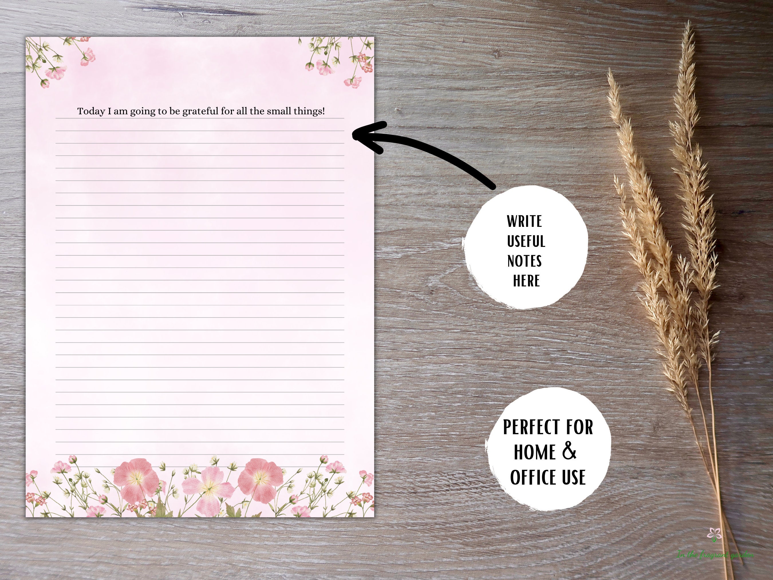 Wildflower Lined Paper Instant Download Flower Border Writing Pad Notes ...