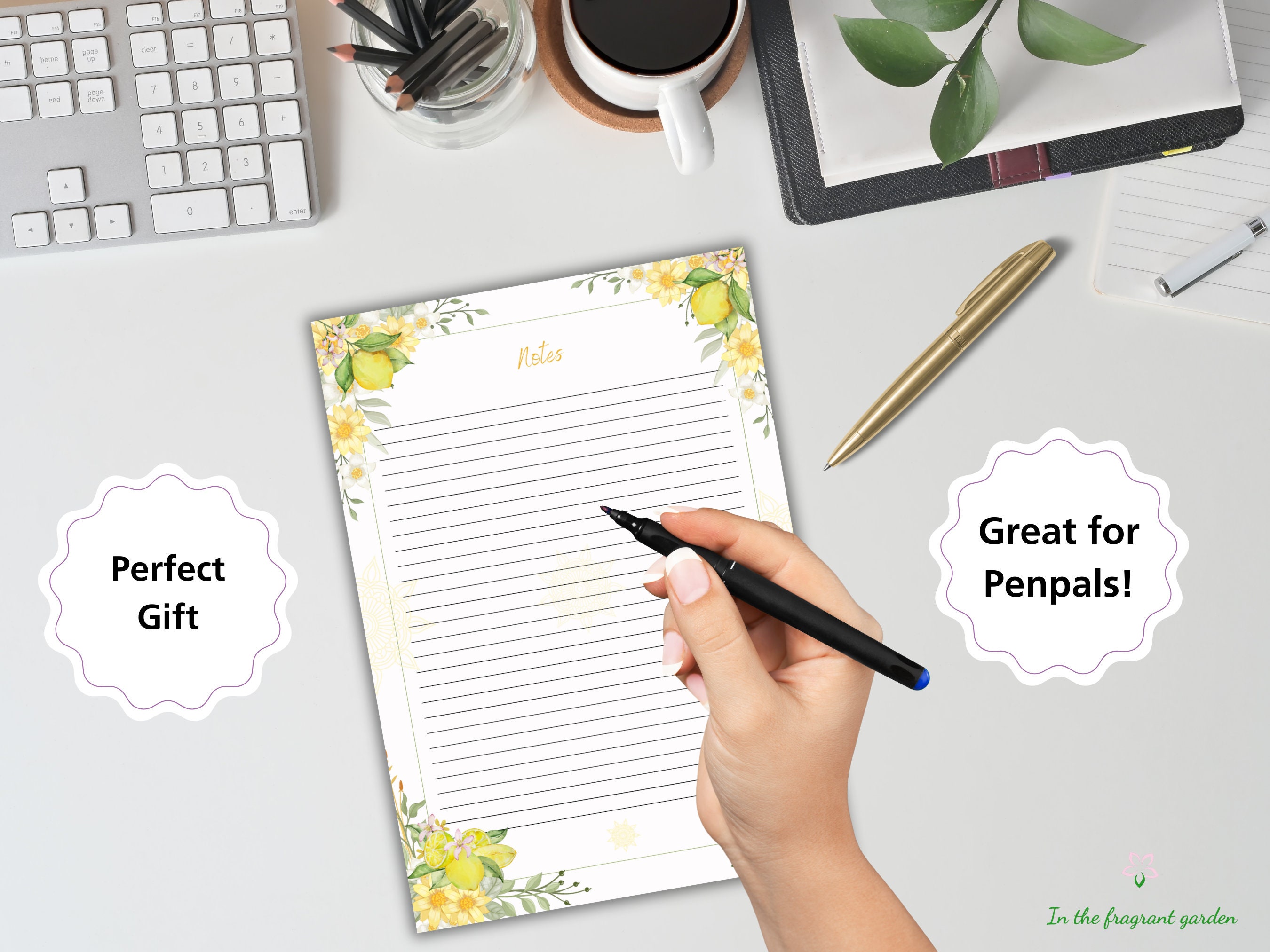 Lemons Letter Instant Download Stationery Printable Calendar 2024 ...