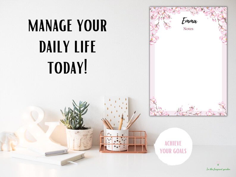 Cherry Blossom Flower Sakura Printable Floral Notes Page Lined Note Pen ...