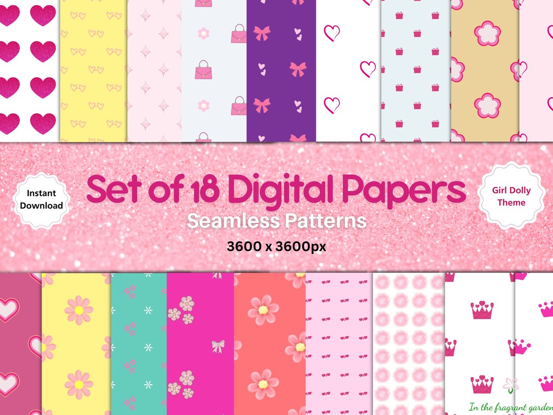 Pink Dolly Digital Paper, Seamless Patterns (JPEG, Digital Download) - Etsy