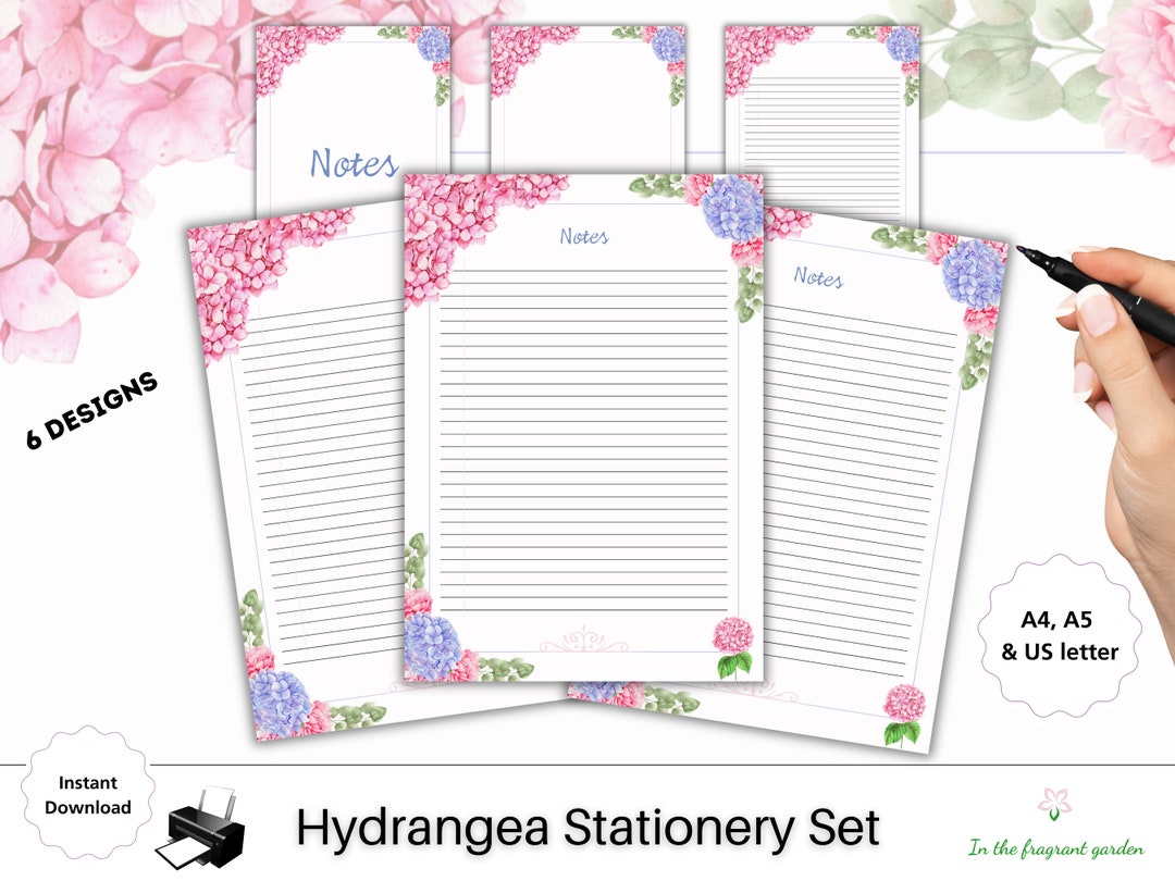 Floral Cottage Core Garden Printable Lined Paper Margin Office ...