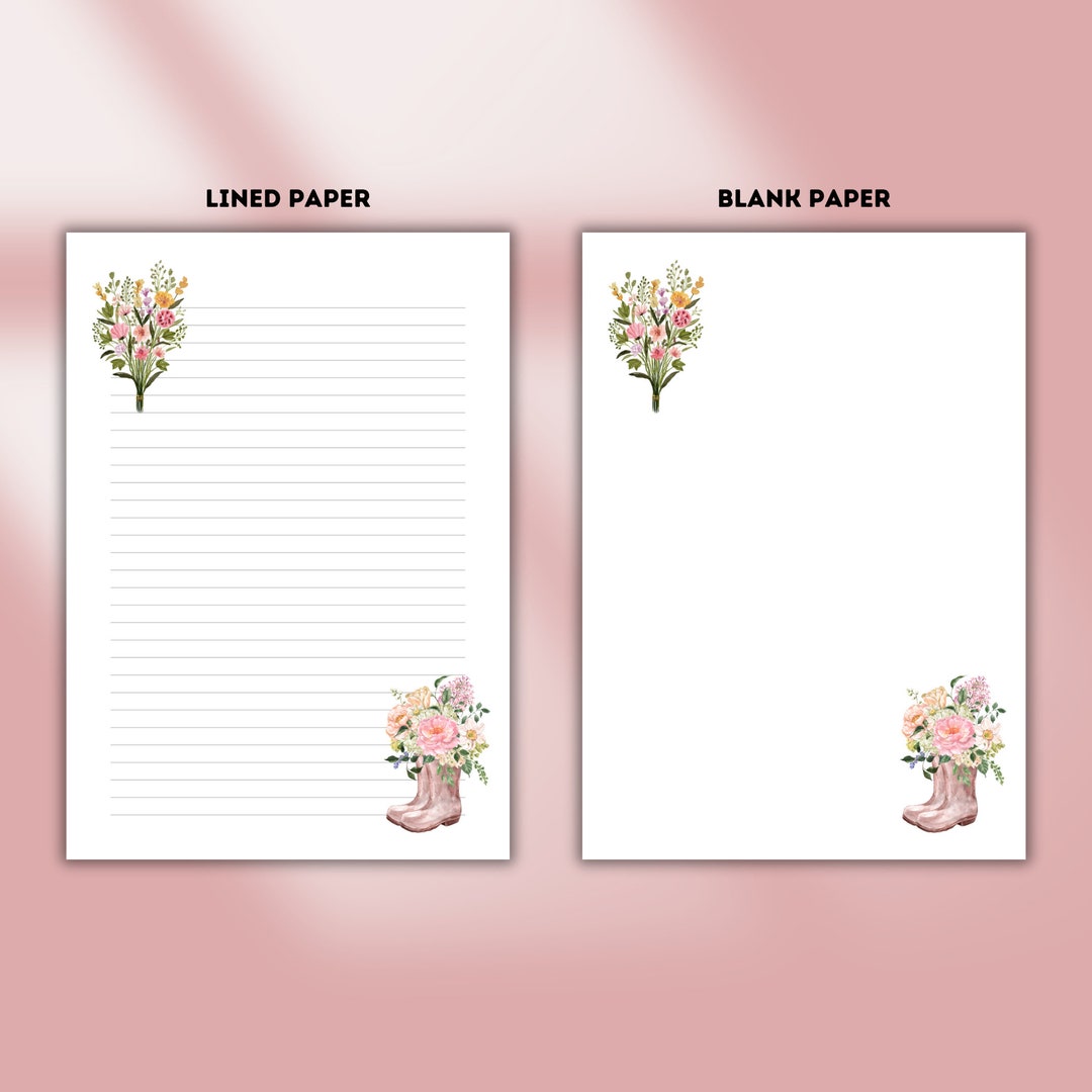 Floral Stationery Floral Lined Paper Download Writing Pad Note Page ...