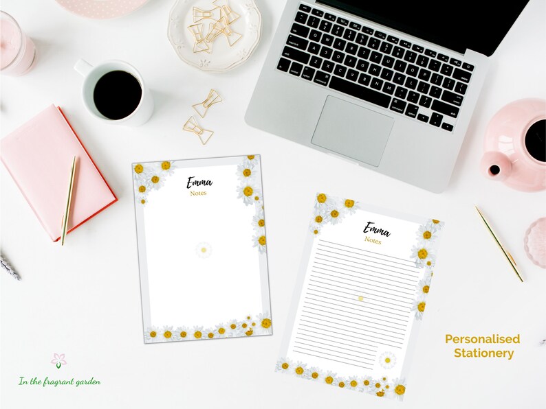 Daisy Flower Cute Stationery Notes Planner Floral Notepaper Printable ...