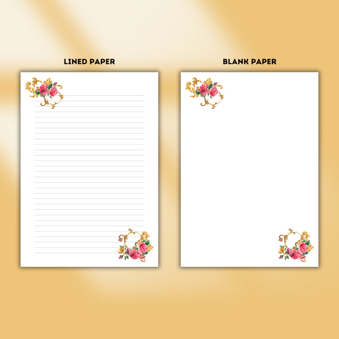 Floral Stationery Floral Lined Paper Download Writing Pad Note Page ...