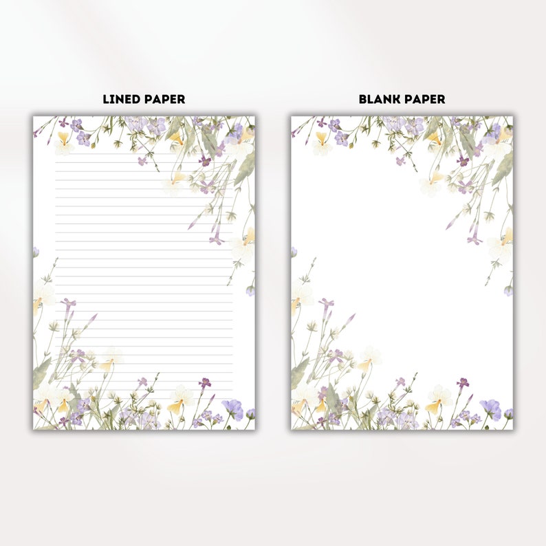 Wildflower Stationery Set | Floral Letter Writing Paper (digital ...