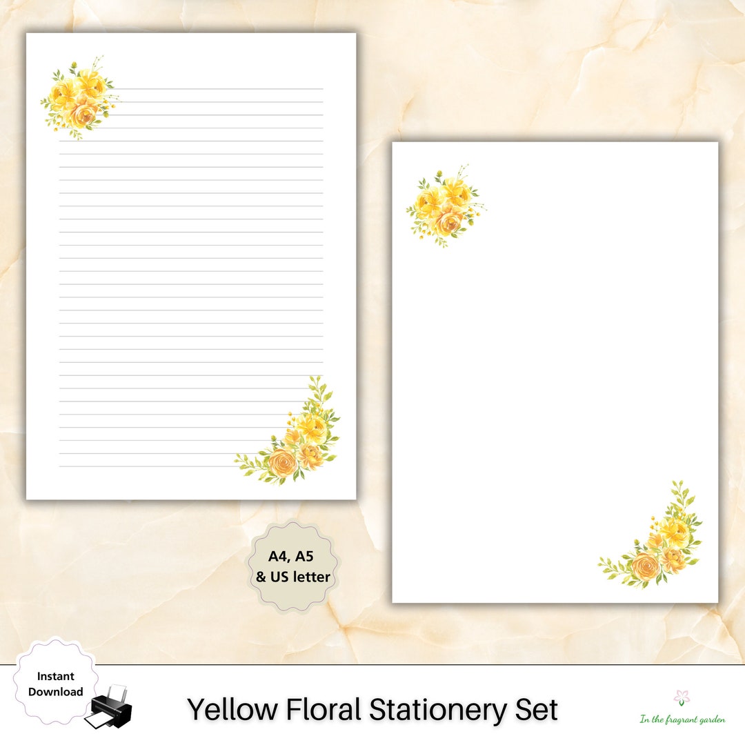 Floral Stationery Floral Lined Paper Download Writing Pad Note Page ...