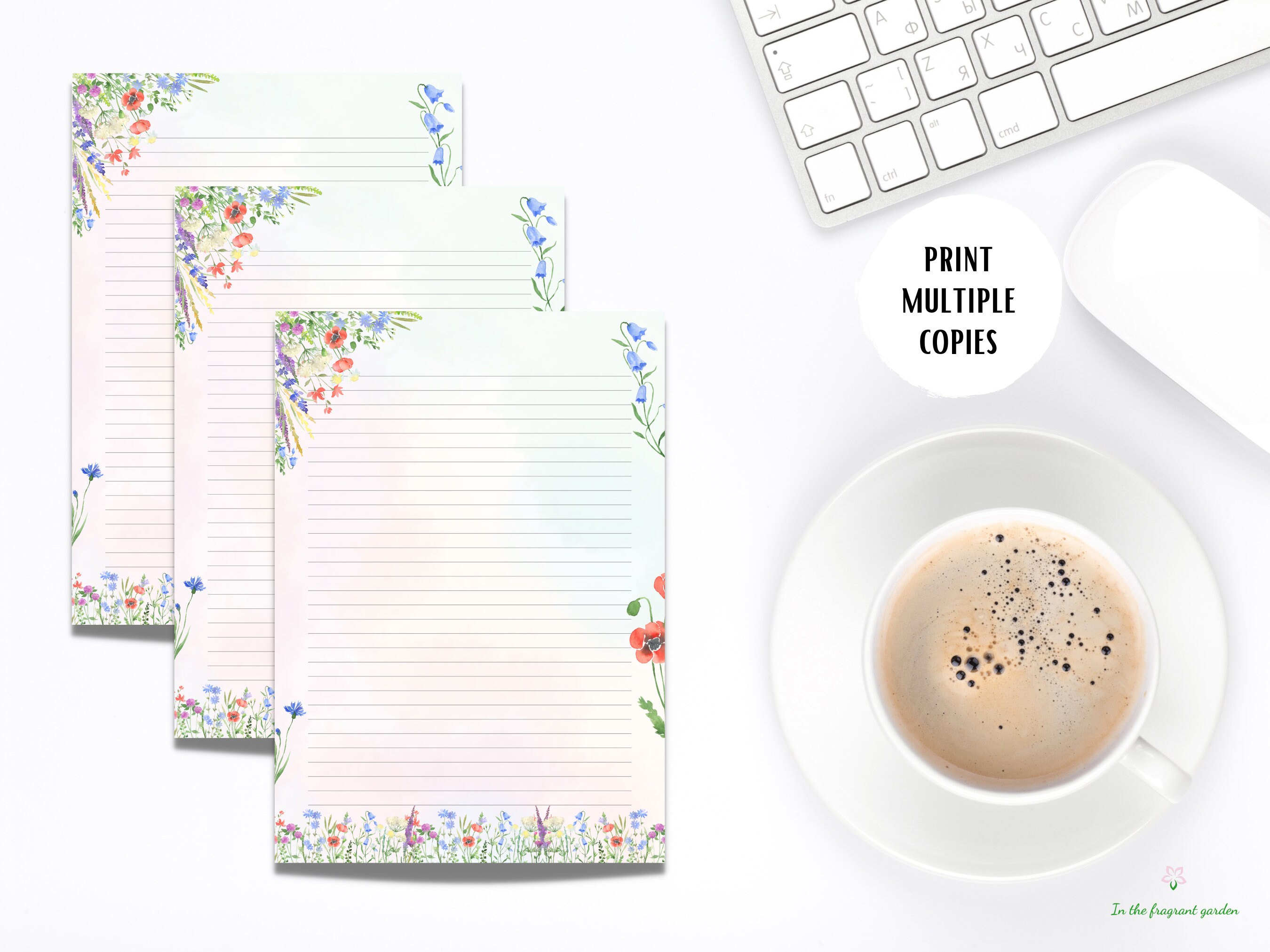 Wildflower Lined Paper Instant Download Flower Teacher Writing Pad ...