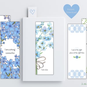 Affirmations Book Tracker Bookmarks Forget Me Not Floral Printable ...
