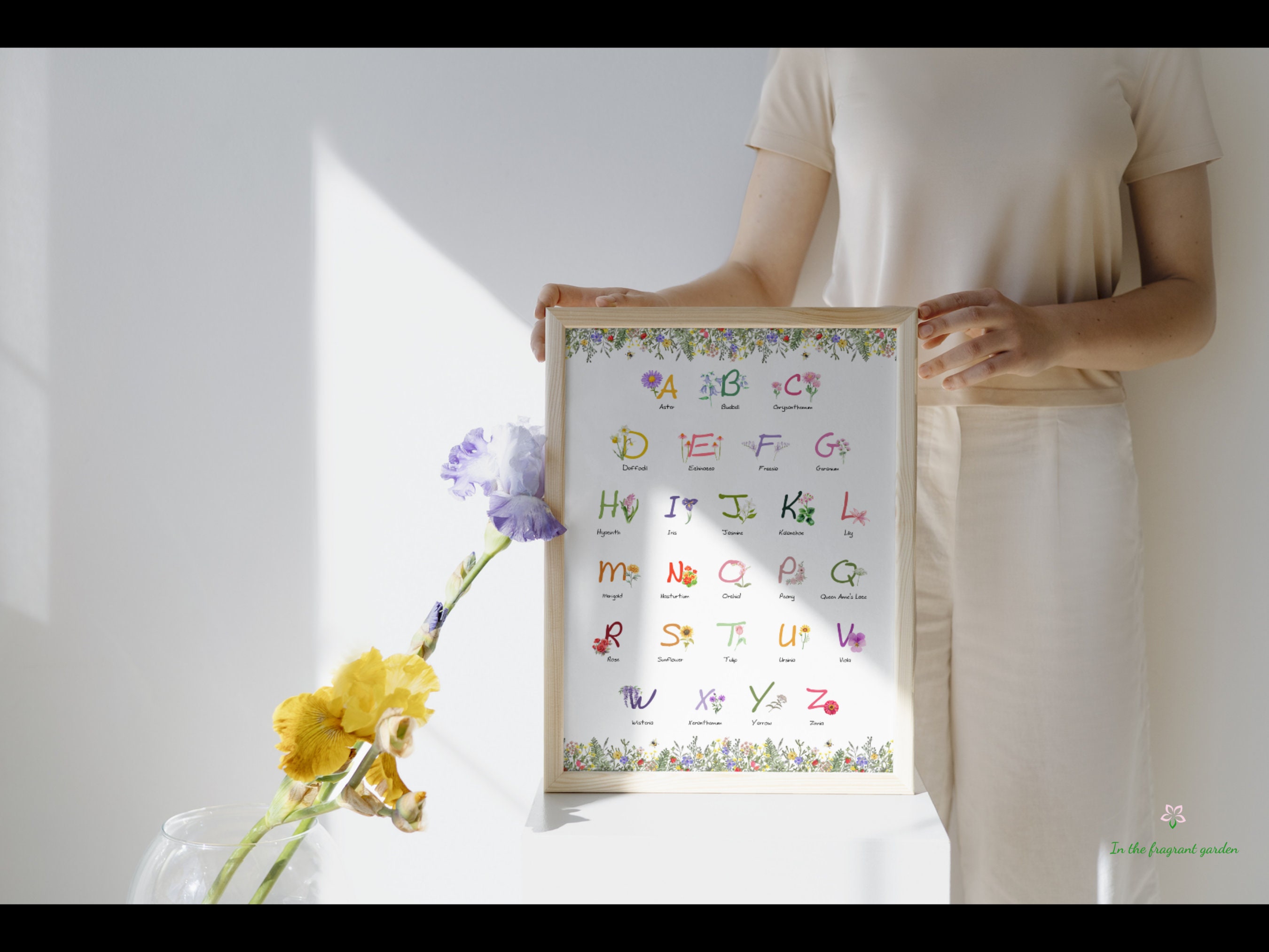 Printable Flower Alphabet A to Z Flowers Alphabet Poster ABC Floral ...