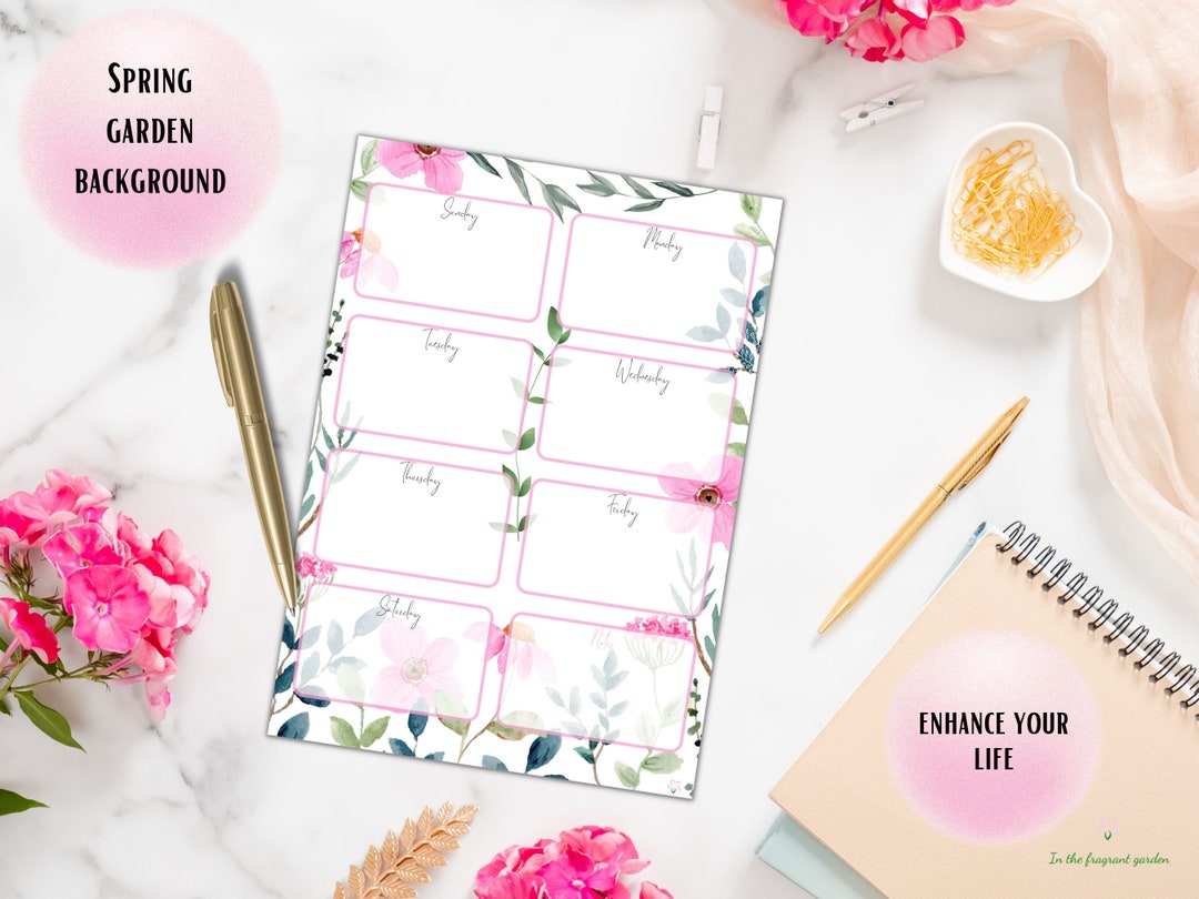 Floral Weekly Planner Printable, Botanical Garden Design (A4, A5, A3 ...