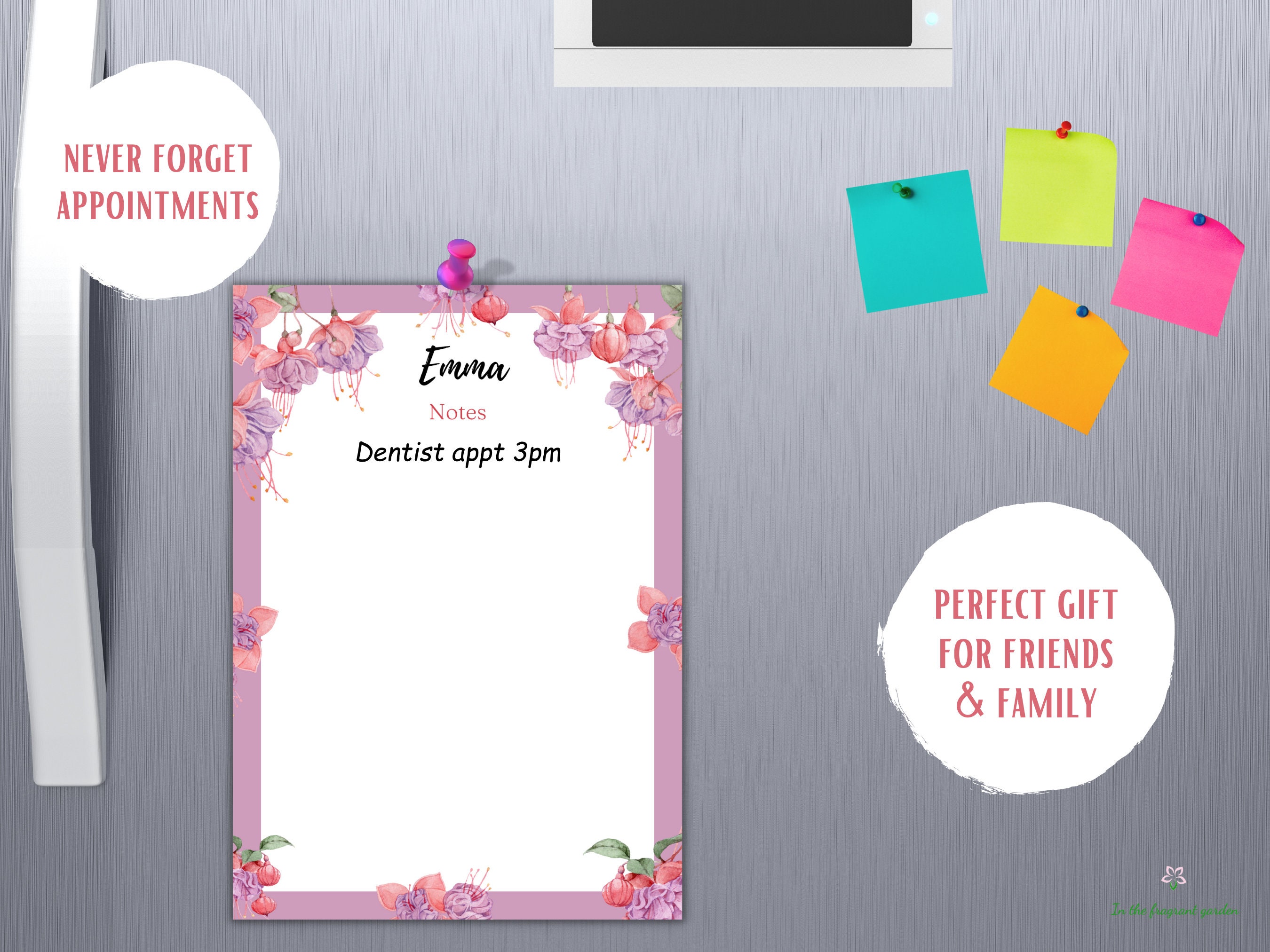 Fuchsia Flower Notes Page Printable Lined Note Template Note Taking ...