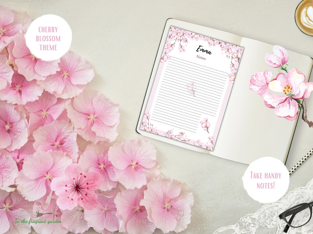 Cherry Blossom Flower Sakura Printable Floral Notes Page Lined - Etsy