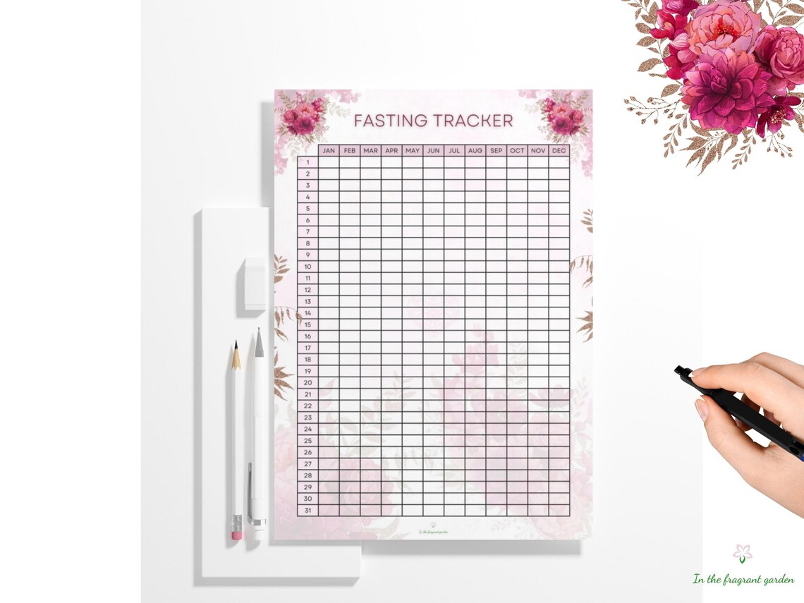 Intermittent Fasting Tracker Printable Daily Log Sheet PDF Floral ...