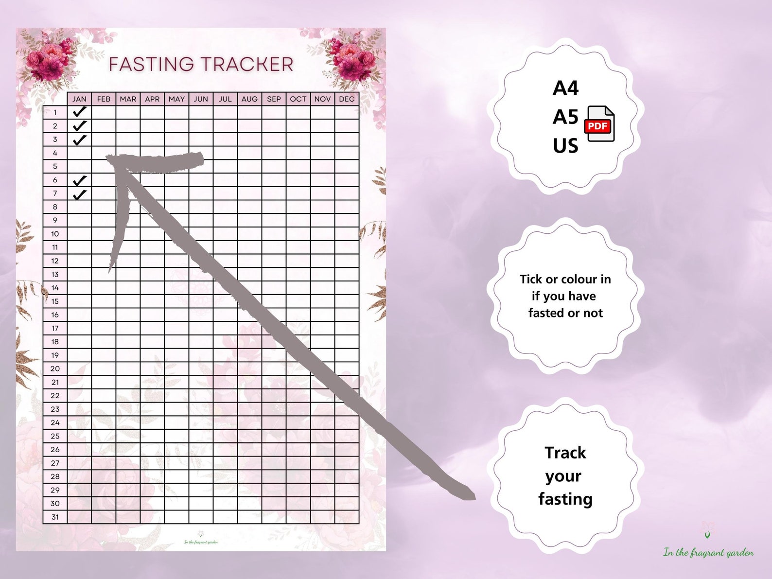Intermittent Fasting Tracker Printable Daily Log Sheet PDF Floral ...