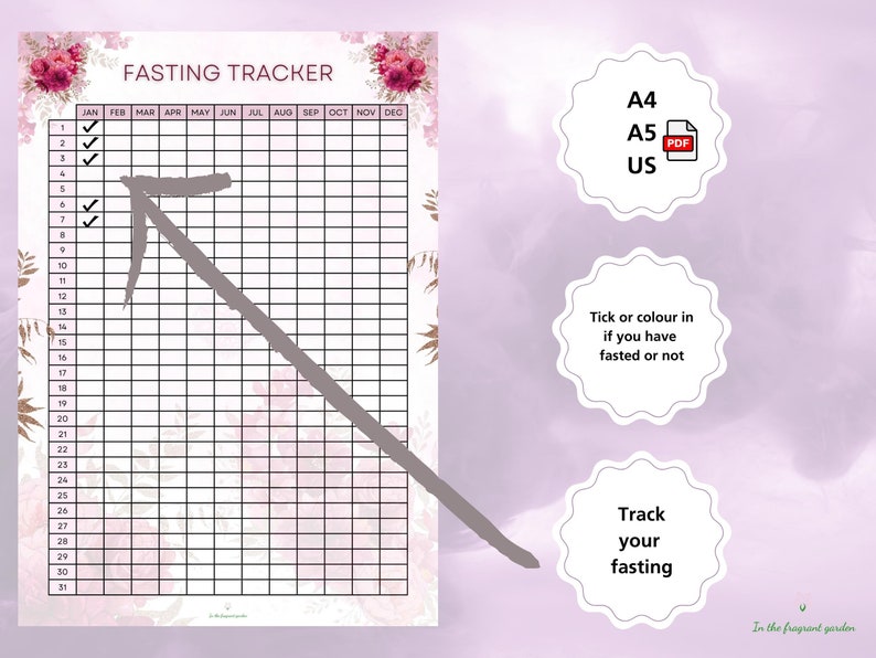 Intermittent Fasting Tracker Printable Daily Log Sheet PDF Floral ...