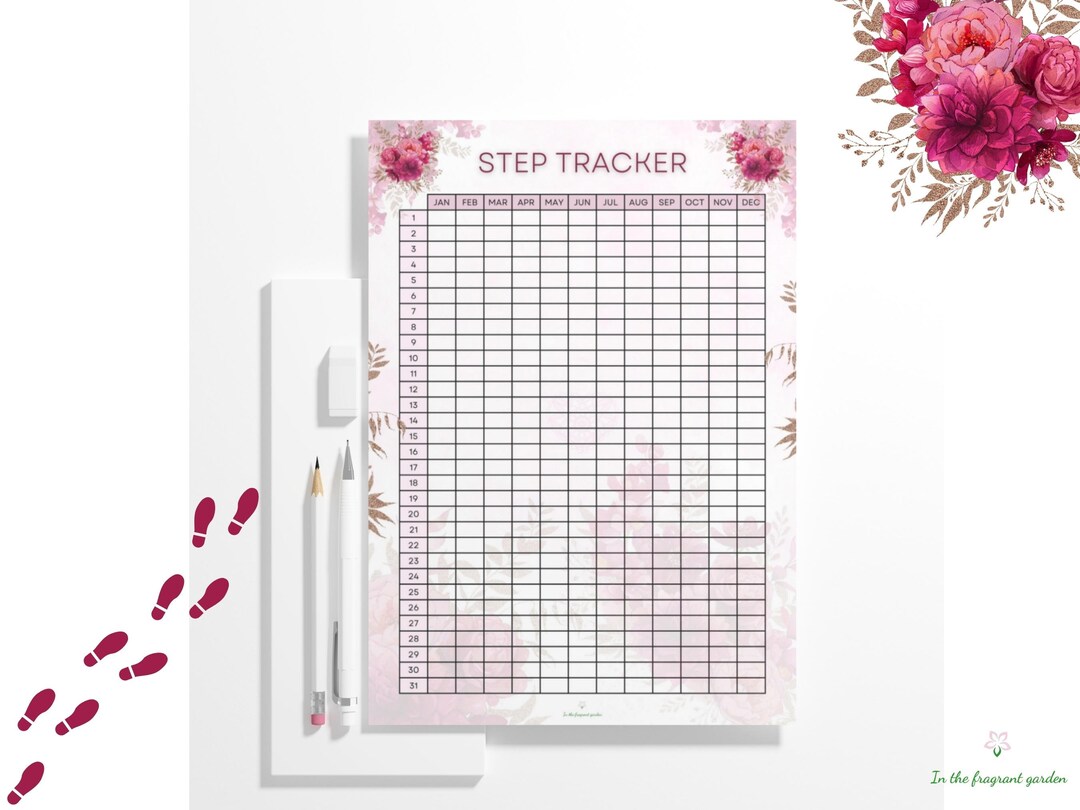 Steps Tracker Step Tracker Floral Weight Watchers Slimming World Daily ...