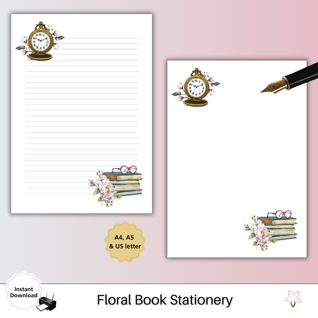 Bibliophile Floral Bookshelf Book Lined Paper Bookish Stationery Gift ...