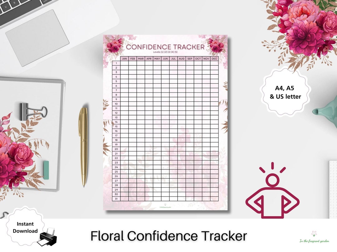 Printable Confidence Tracker Daily Floral Mood Log PDF Improve ...