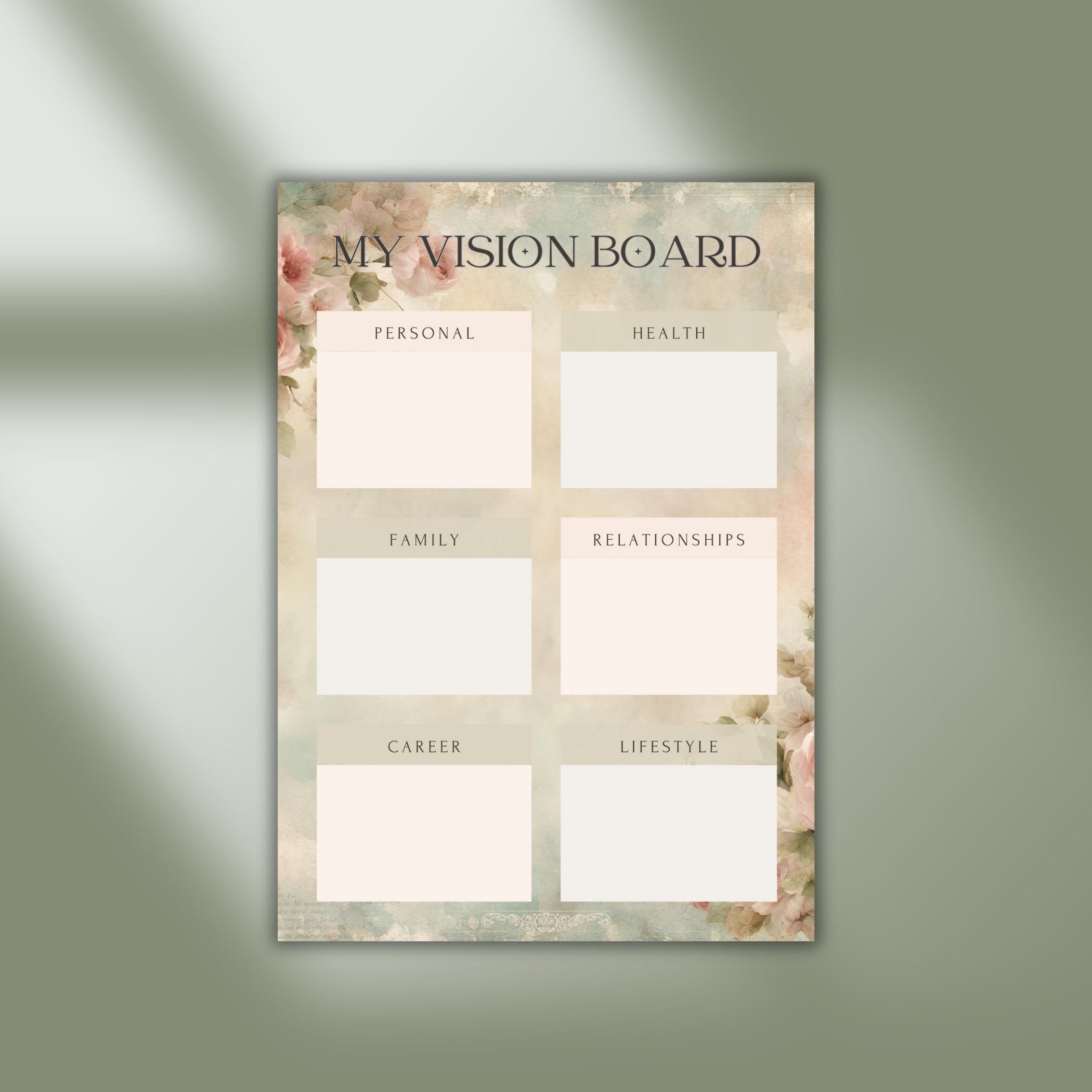 Shabby Chic Vision Board Manifestation Victorian Pink Rose Floral ...