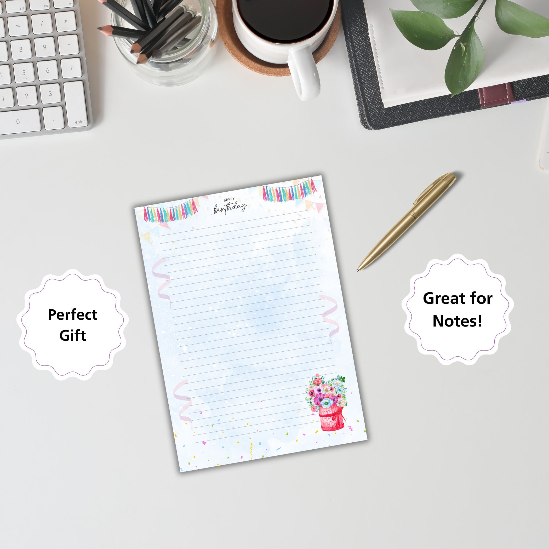 Happy Birthday Letter Writing Paper Floral Stationery Florals Lined ...