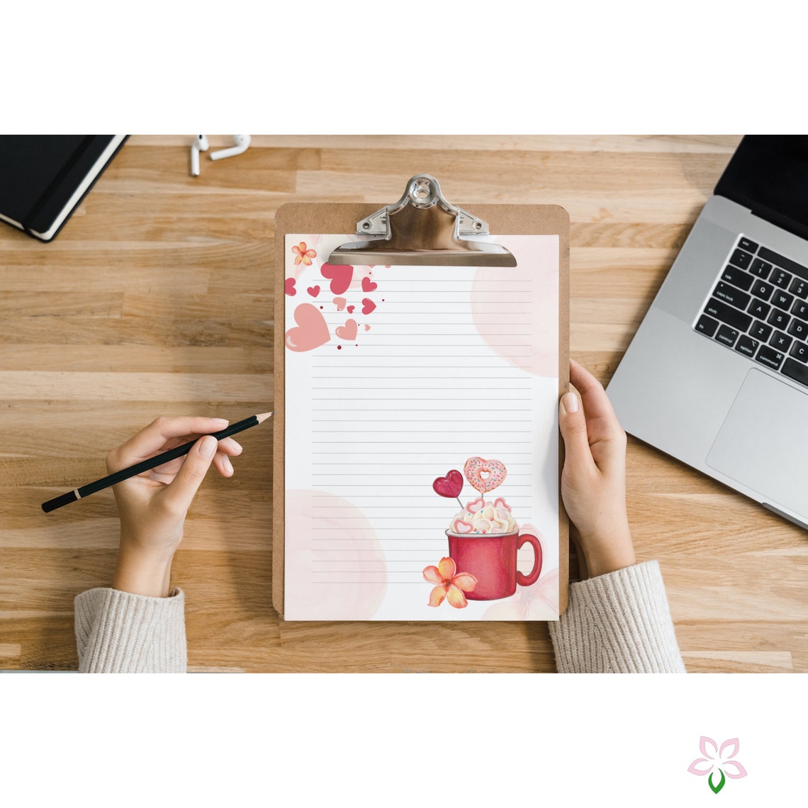 Hot Chocolate Stationery Letter Writing Paper Floral Lined Paper ...