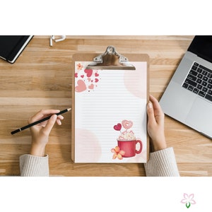 Hot Chocolate Stationery Letter Writing Paper Floral Lined Paper ...