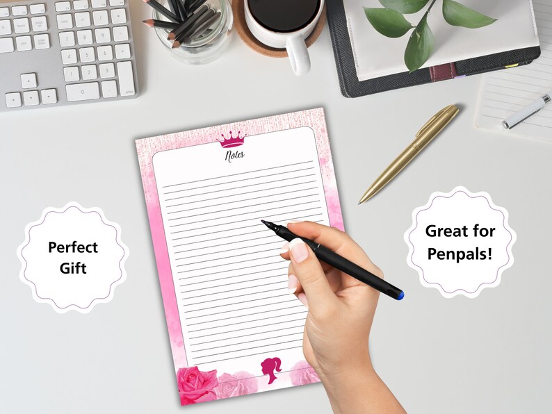 Girl Princess Stationery Gift Lined Paper Pink Printable Letter Office ...