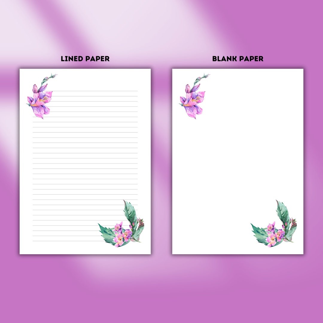 Floral Stationery Floral Lined Paper Download Writing Pad Note Page ...