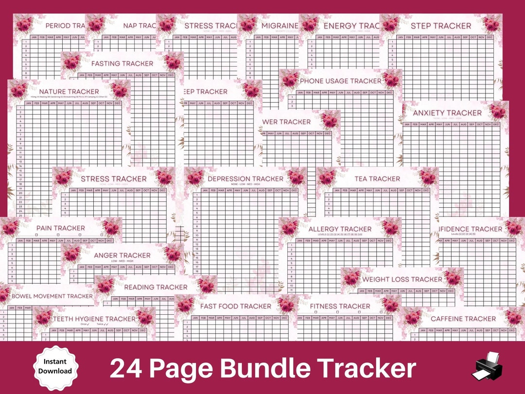 Bundle Tracker Set of 24 Pages Printable Daily Florai Log Track Check ...