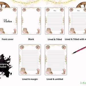 Cowgirl Cowboy Boots With Flowers Stationery Floral Lined Paper ...