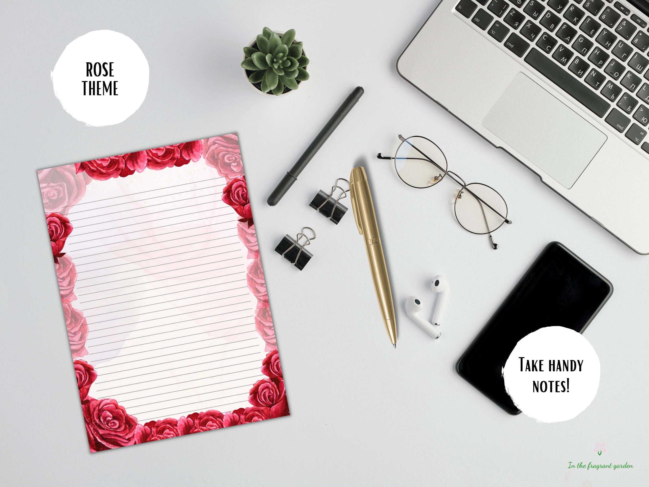 Printable Floral Stationery Letter Writing X5 Note Paper Lined Writing ...