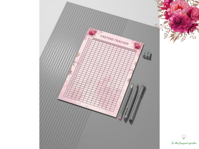 Intermittent Fasting Tracker Printable Daily Log Sheet PDF Floral ...