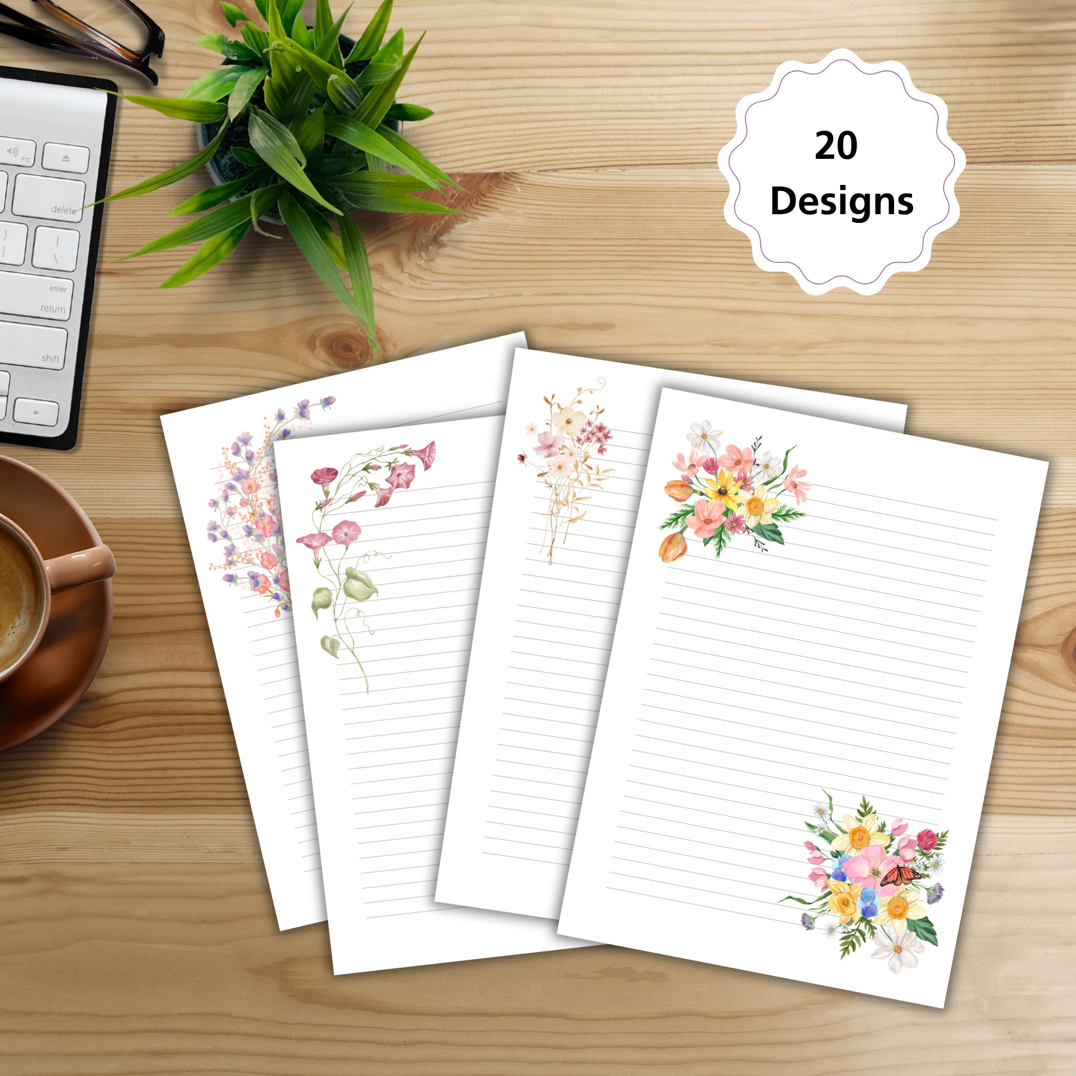 Wildflower Letter Paper Set | Floral Printable Stationery | 20 ...