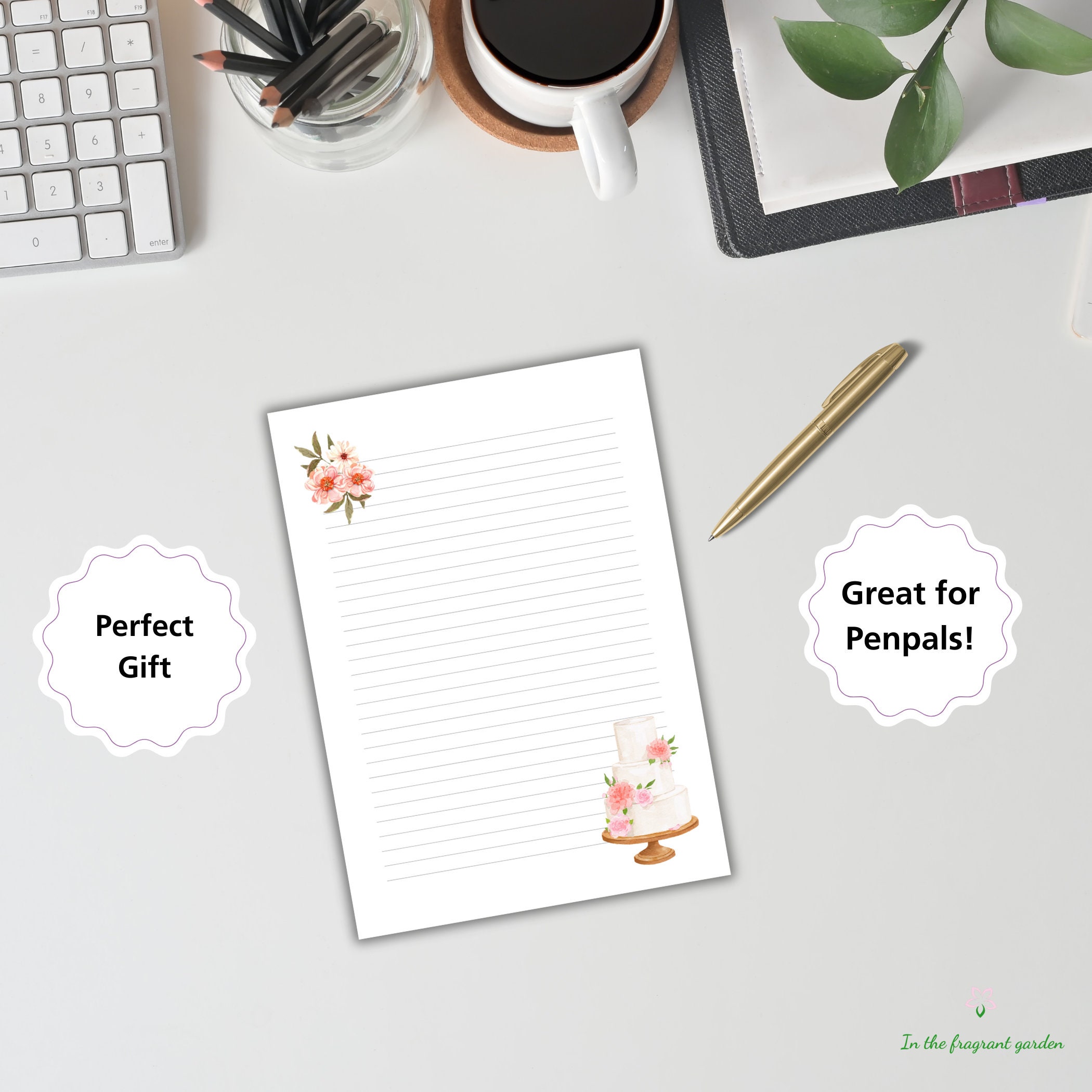 Floral Stationery Floral Lined Paper Download Writing Pad Note Page ...