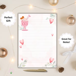 Coffee Stationery Latte Letter Writing Paper Floral Lined Paper ...